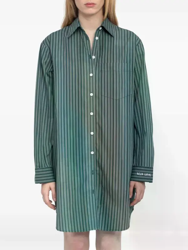 Zadig&Voltaire Striped Shirt Mini Dress - Green