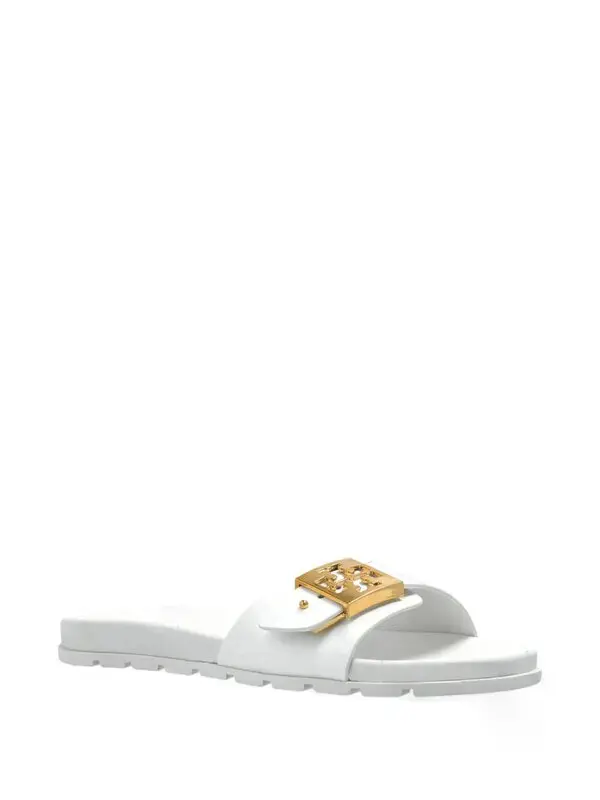 Tory Burch Buckle Slides - White