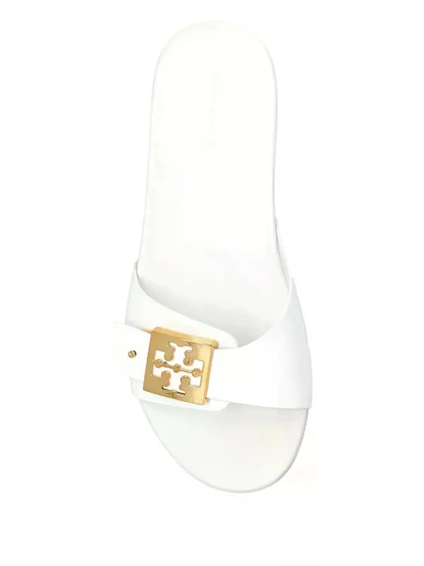 Tory Burch Buckle Slides - White