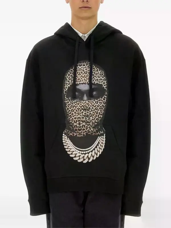 IH NOM UH NIT Leopard-print Graphic Hoodie - Black