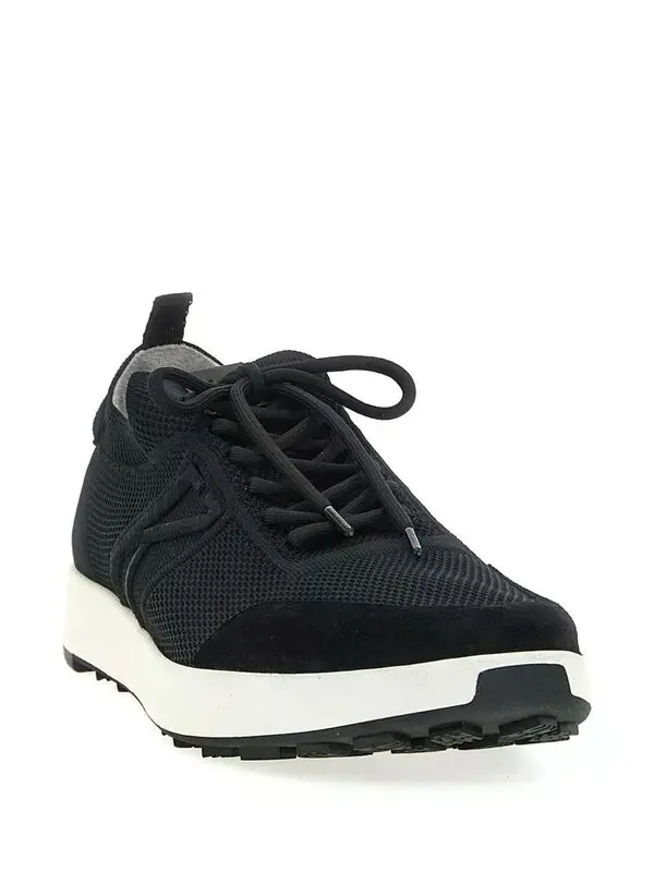 Kiton Mesh-paneled Lace-up Sneakers - Black