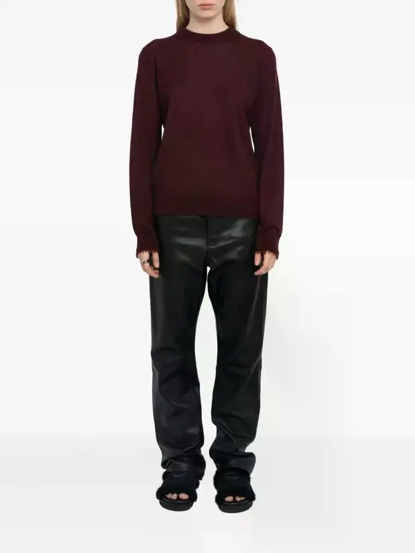 Zadig&Voltaire Ivy Frayed-cuffs Crew-neck Sweater - Red