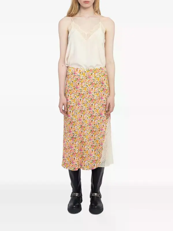 Zadig&Voltaire Floral Print Midi Skirt - Orange