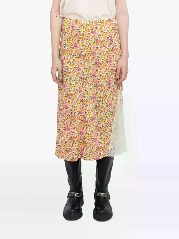 Zadig&Voltaire Floral Print Midi Skirt - Orange