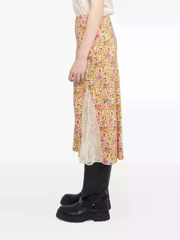 Zadig&Voltaire Floral Print Midi Skirt - Orange