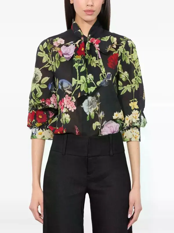 Alice + Olivia Lloyd Floral-print Shirt - Black