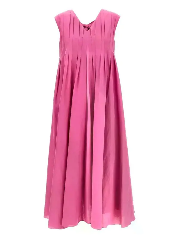 Max Mara Pleated Midi Dress With Bow Detail