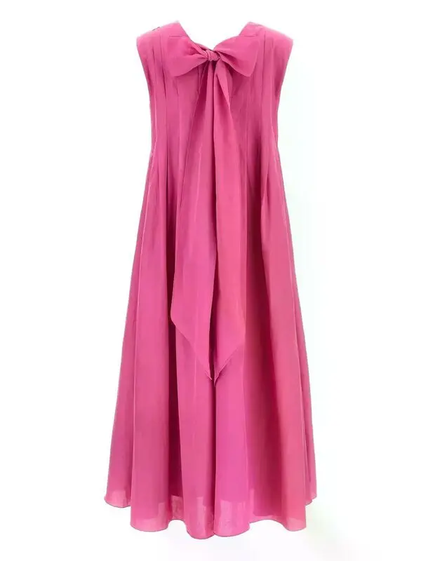 Max Mara Pleated Midi Dress With Bow Detail