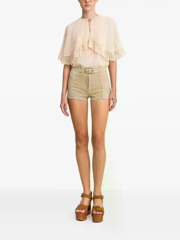 TWINSET Pleated Cape Top With Lace Trim