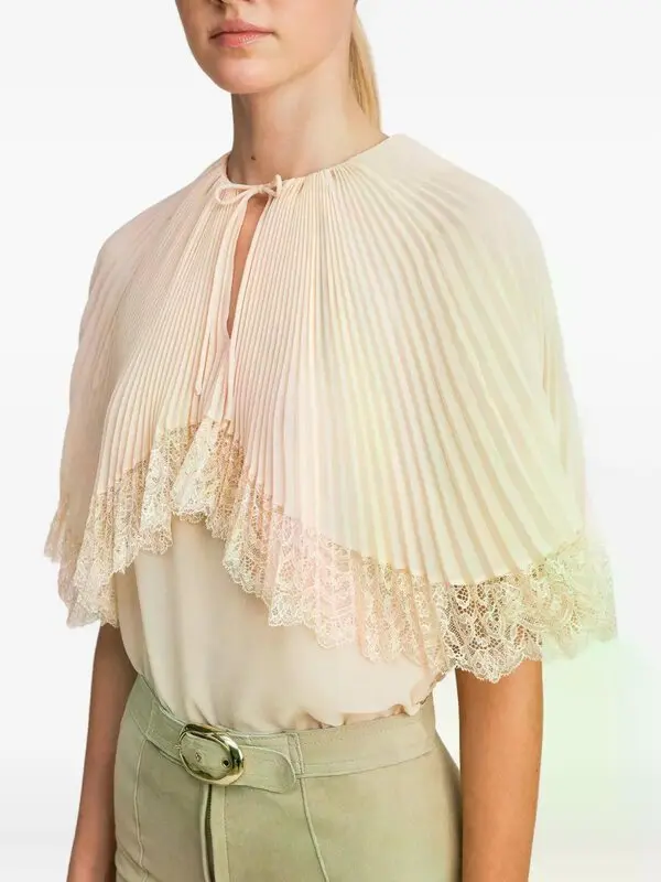 TWINSET Pleated Cape Top With Lace Trim