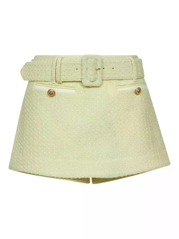 SELF-PORTRAIT Belted Shorts - Yellow