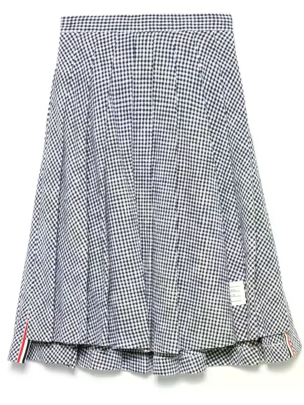 Thom Browne Pleated Tweed Midi Skirt - Blue