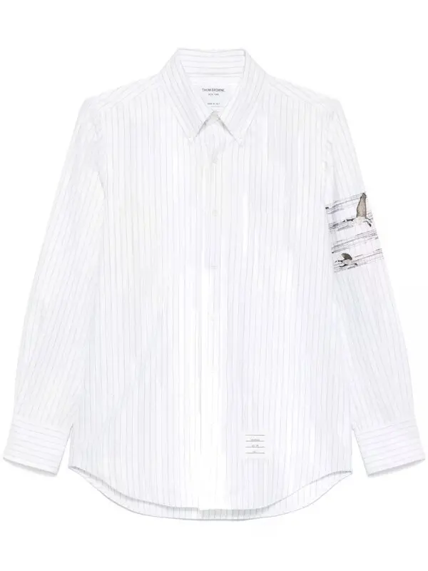 Thom Browne Embroidered-motif Shirt - Neutrals
