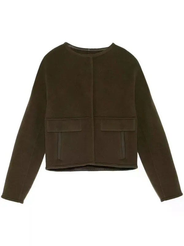 YVES SALOMON Leather Trim-detailing Jacket - Green