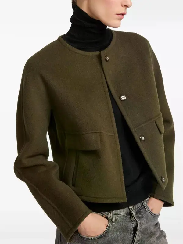 YVES SALOMON Leather Trim-detailing Jacket - Green