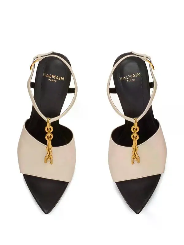 Balmain Leather Heeled Sandals - Neutrals
