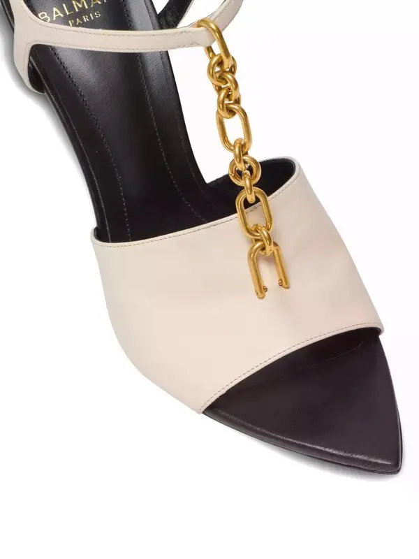 Balmain Leather Heeled Sandals - Neutrals