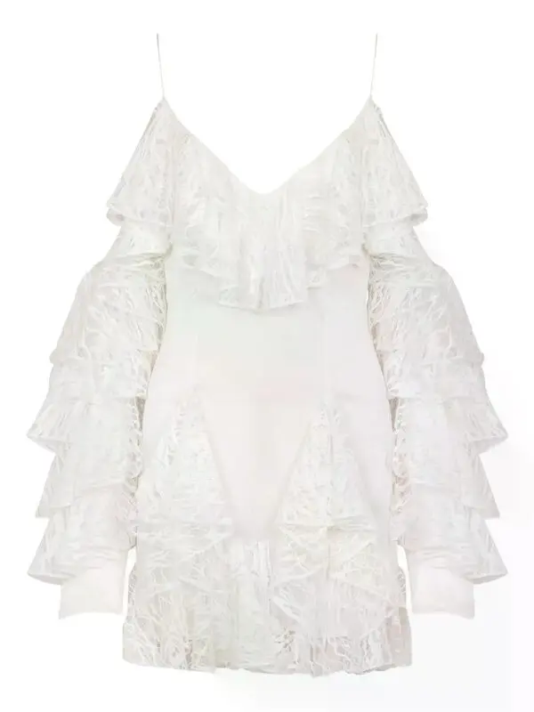 Balmain - Flowing dress with lace ruffles