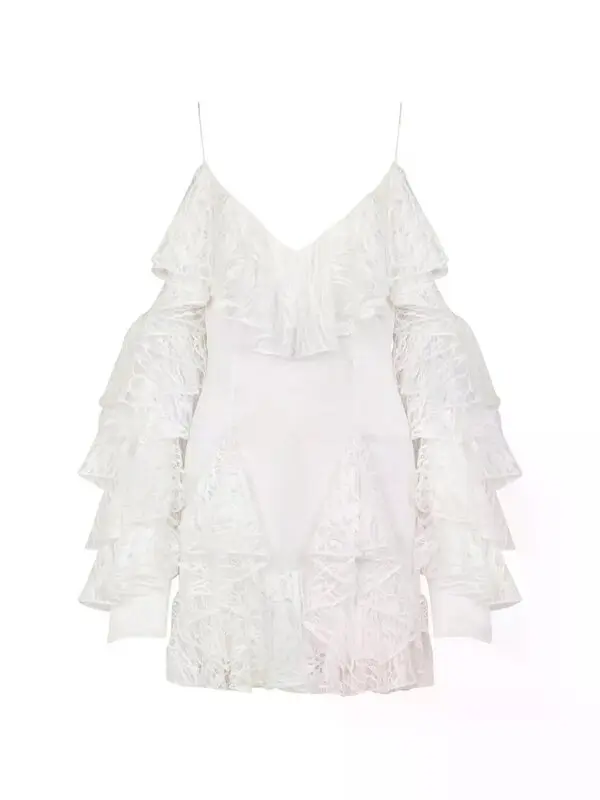 Balmain Ruffled Mini Dress - White