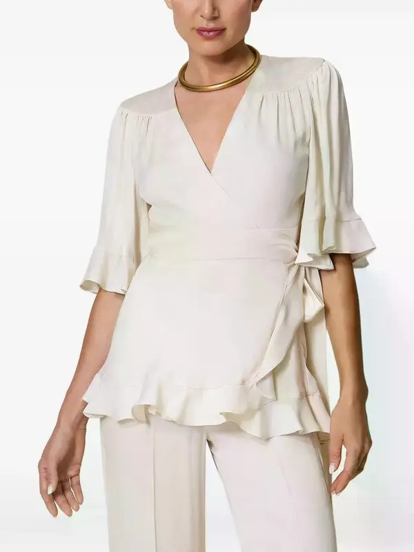 TWINSET Ruffled Wrap Blouse - White