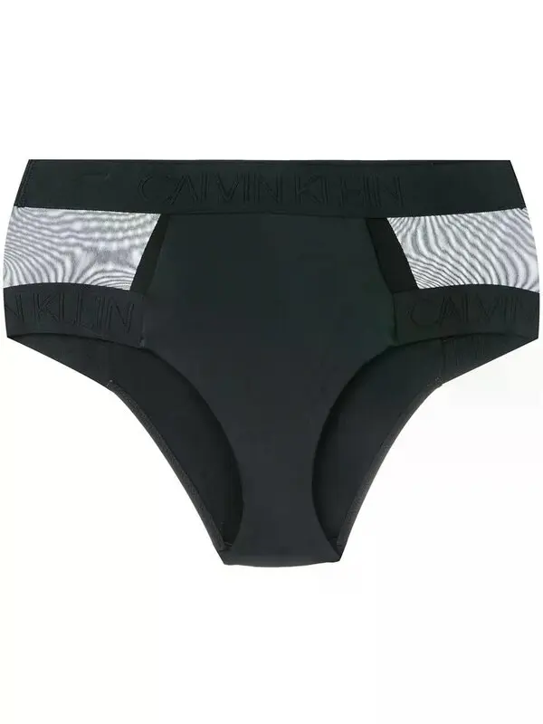 Calvin Klein Sheer Panel Bikini Bottoms - Black