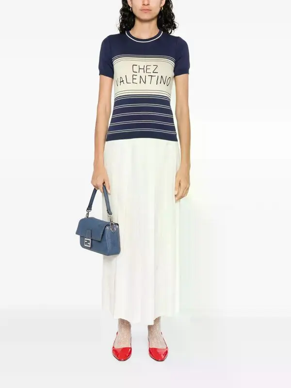 Valentino Garavani Chez Striped Knit Sweater - Blue