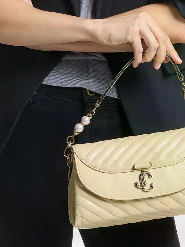 JIMMY CHOO Avenue Curve Quilted Shoulder Bag - Neutrals