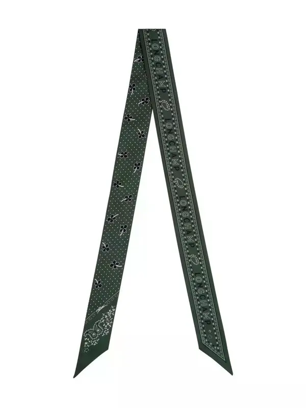Longchamp French Bandana Patterned Neck Scarf - Green