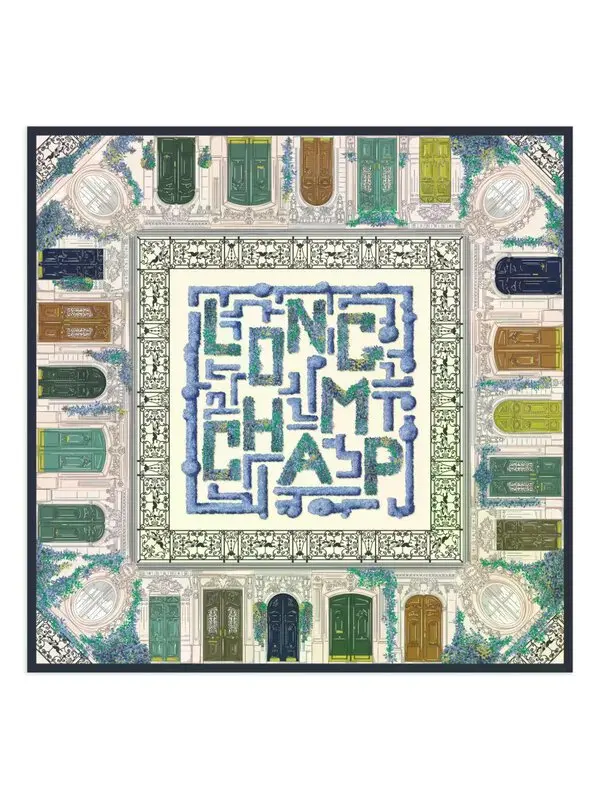 Longchamp Jardin Parisien Silk Scarf - Blue