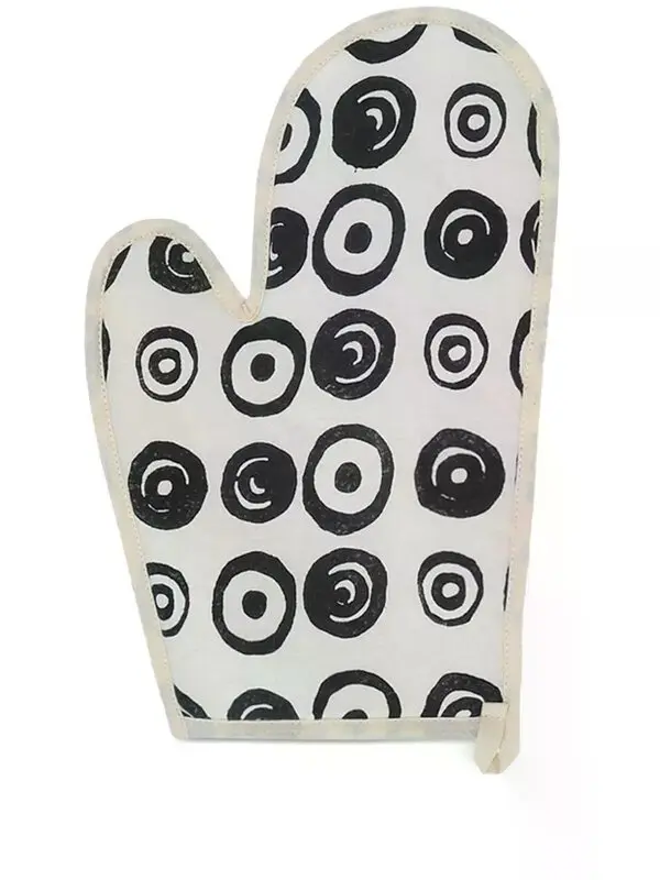 10 CORSO COMO Circles-print Linen Oven Glove - White