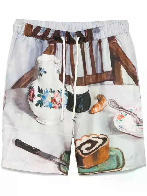 Nanushka Printed Silk Shorts - Grey
