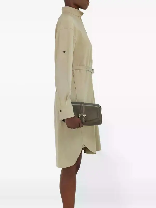 FERRAGAMO Front Flap Shoulder Bag - Grey