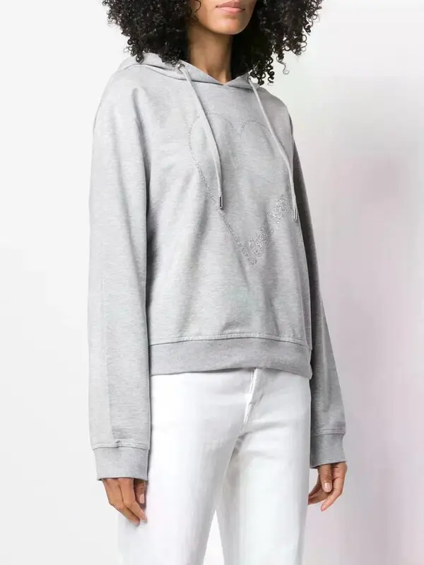 Moschino Logo Heart Print Hoodie - Grey