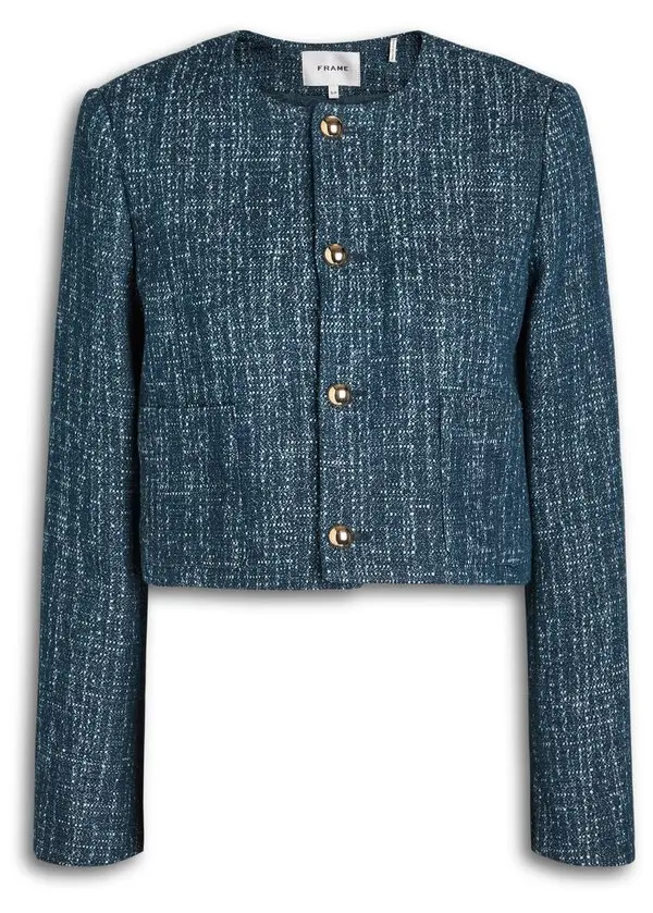 FRAME Tweed Cropped Jacket - Indigo