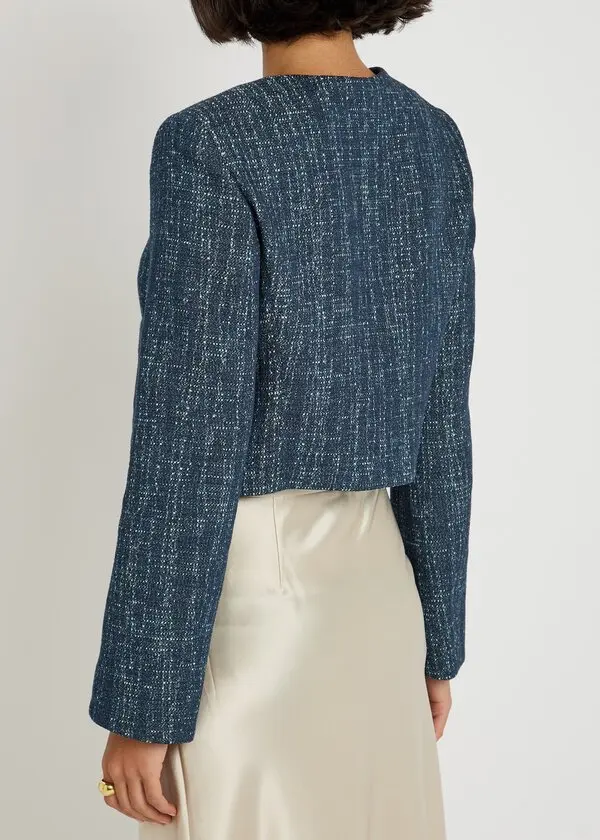 FRAME Tweed Cropped Jacket - Indigo