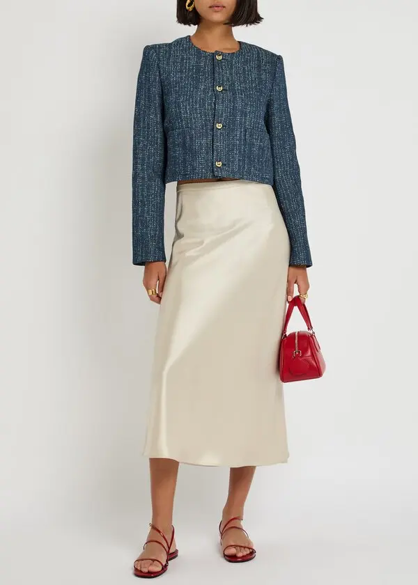 FRAME Tweed Cropped Jacket - Indigo