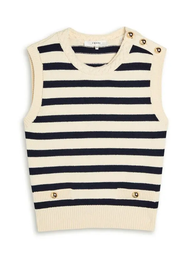 FRAME The Harbour Striped Knit Tank - Navy
