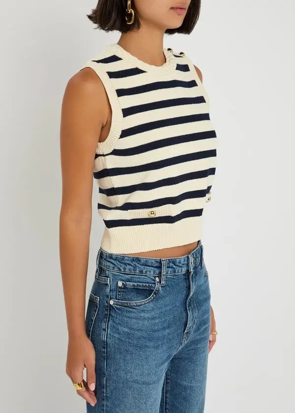 FRAME The Harbour Striped Knit Tank - Navy
