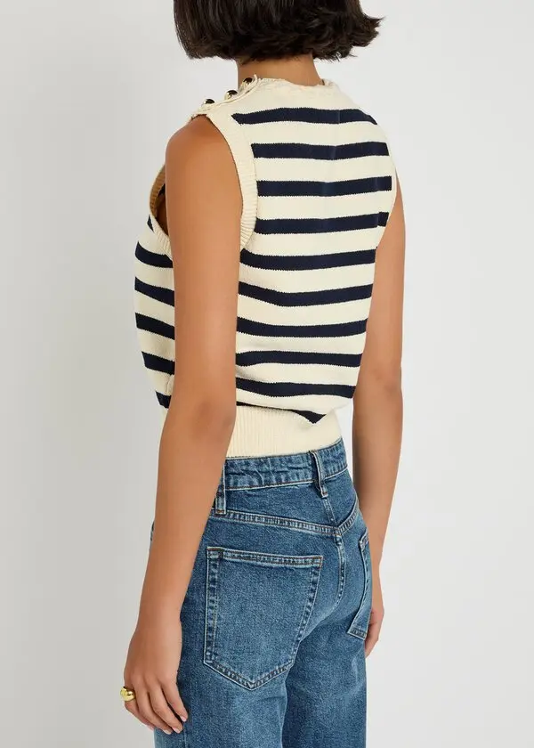 FRAME The Harbour Striped Knit Tank - Navy