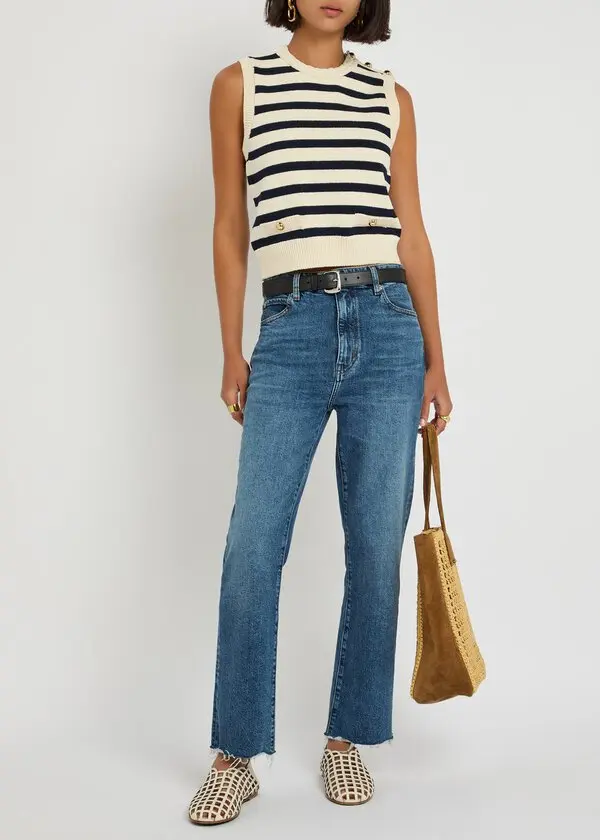 FRAME The Harbour Striped Knit Tank - Navy