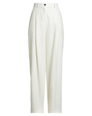 ALYSI Virgin Wool Pinstriped Wide-leg Pants - Ivory