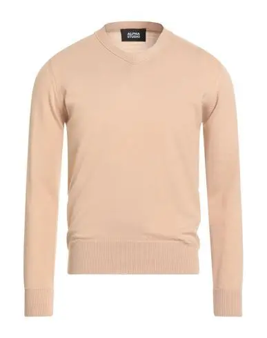 Alpha Studio Sweater In Merino Wool - Beige