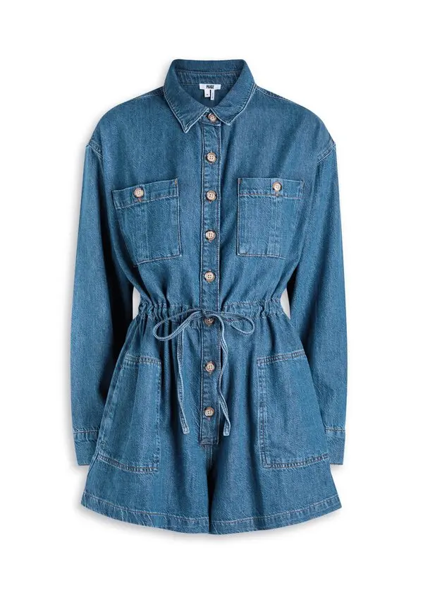 Paige Madigan Stretch-denim Playsuit - Blue