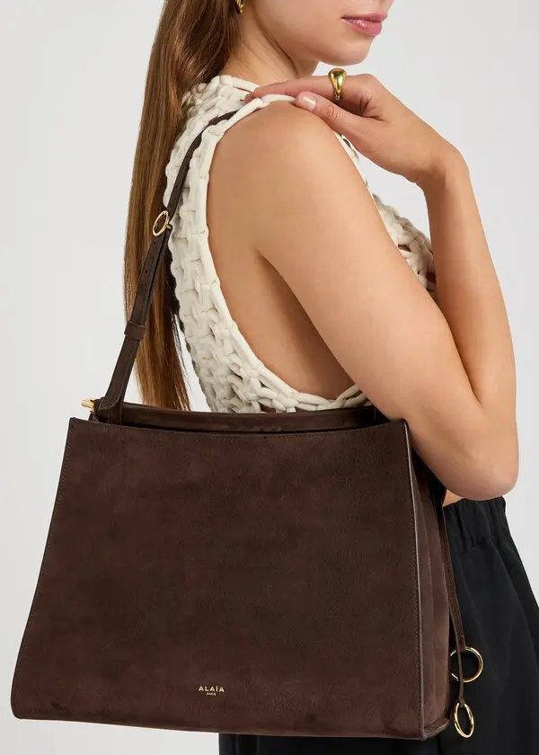 Alaïa Nubuck Shoulder Bag - Chocolate