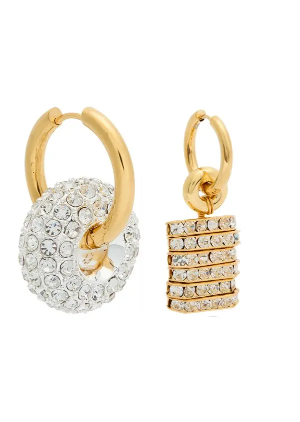 Timeless Pearly Crystal-embellished Hoop Earrings - Gold