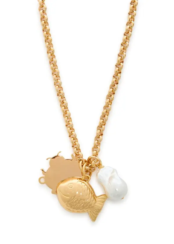 Timeless Pearly 24kt -plated Brass Necklace - Gold