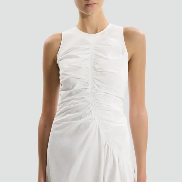 Theory Asymmetrical Ruched Midi Dress - White