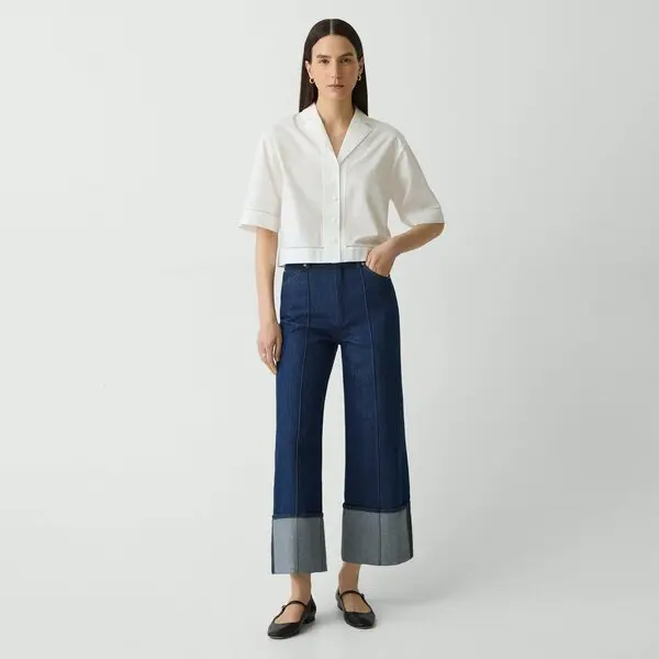 Theory Cuffed Relaxed Denim Pant