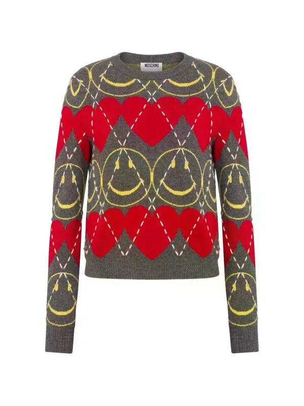 Moschino Smiley Face-patterned Sweater - Grey