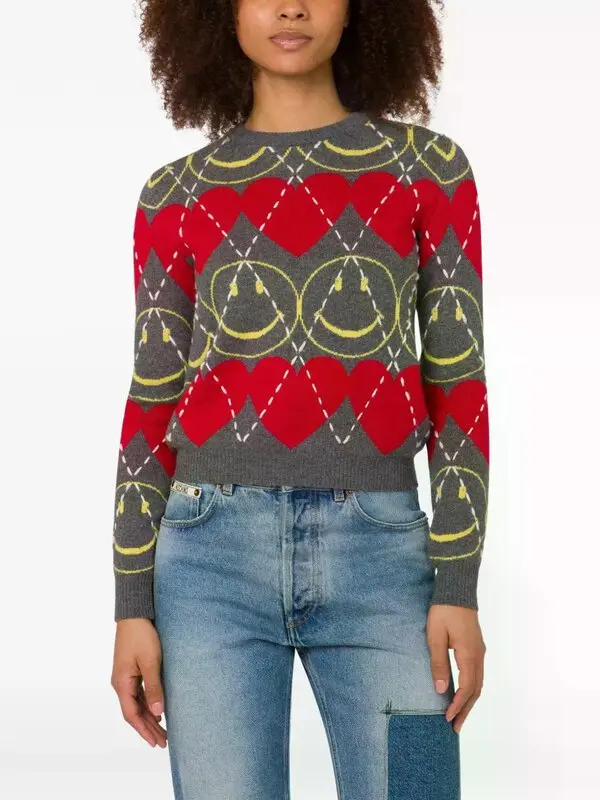Moschino Smiley Face-patterned Sweater - Grey